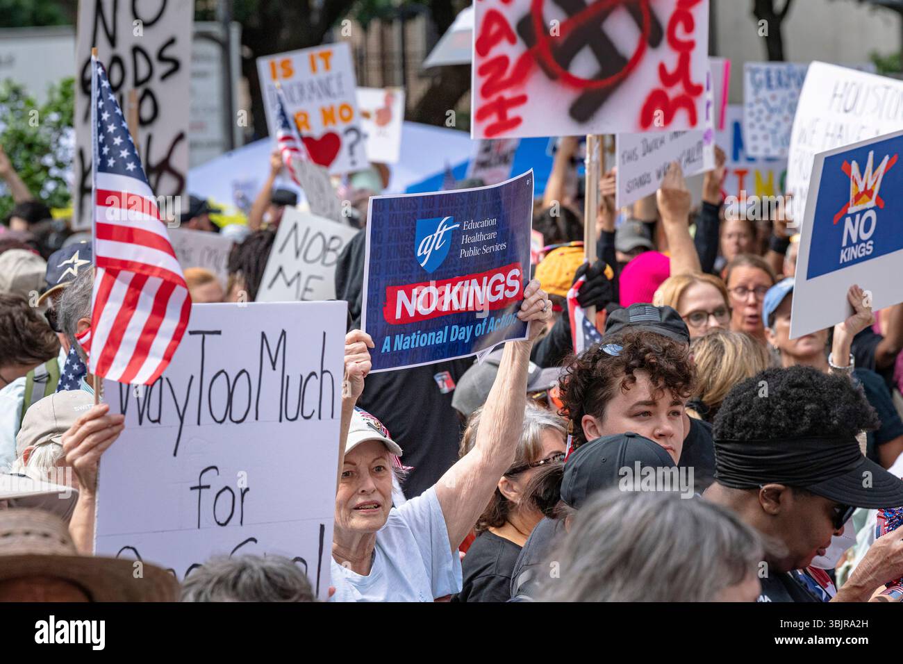 Houston, Texas, USA. 14th June, 2025. Protesters demonstrating against ...