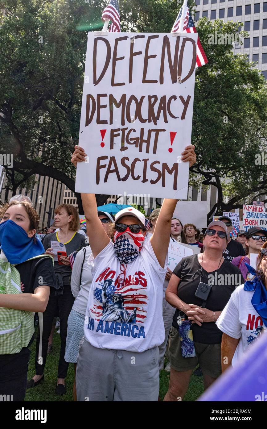 Houston, Texas, USA. 14th June, 2025. Protesters demonstrating against ...
