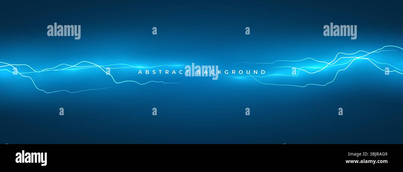 Electric power charge. Dark blue wide modern abstract technology banner ...