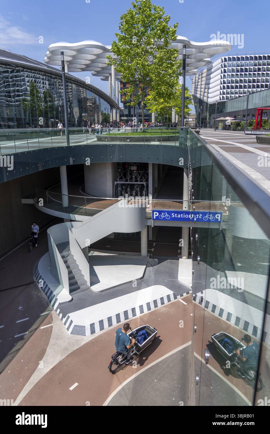 Entrance and exit to the central bicycle car park at Stationsplein, the ...