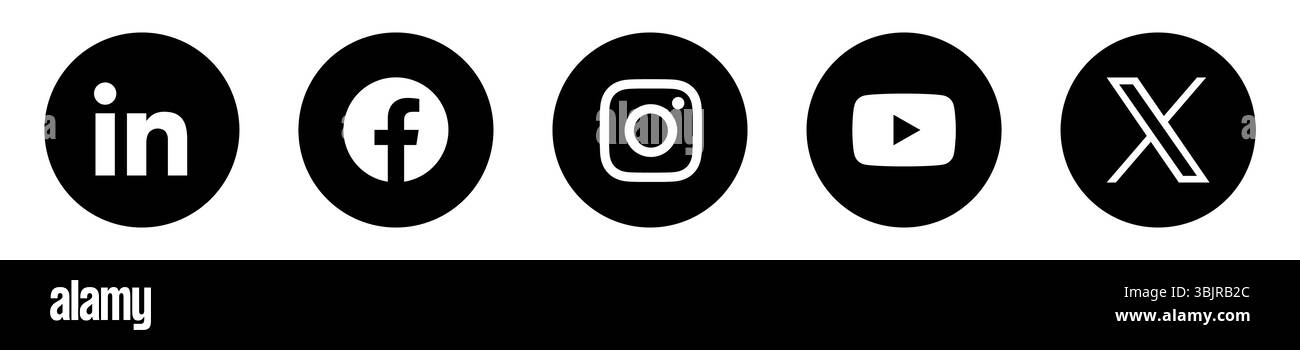 Social media app icon set. LinkedIn, Facebook, Instagram, Youtube and X ...