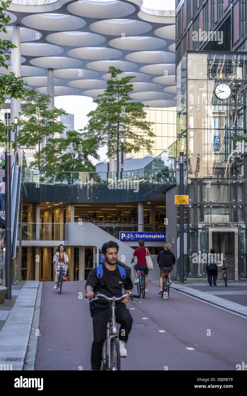 Entrance and exit to the central bicycle car park at Stationsplein, the ...