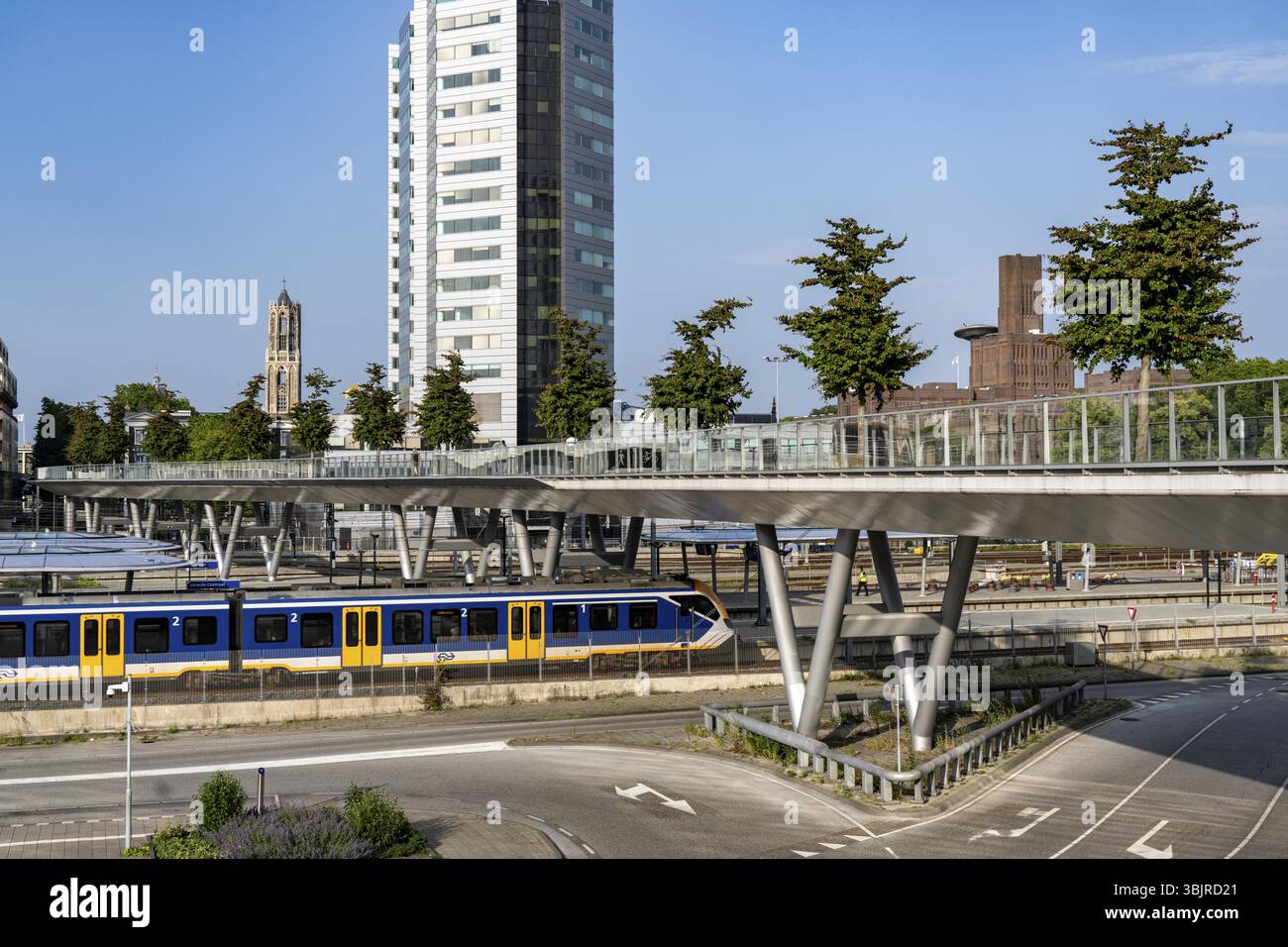 The Moreelsebrug, pedestrian and cycle bridge over the tracks of ...
