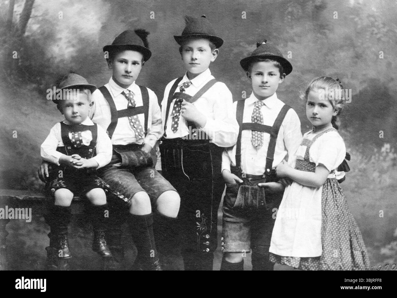 Five children in traditional costumes, 1930s, Five children in ...