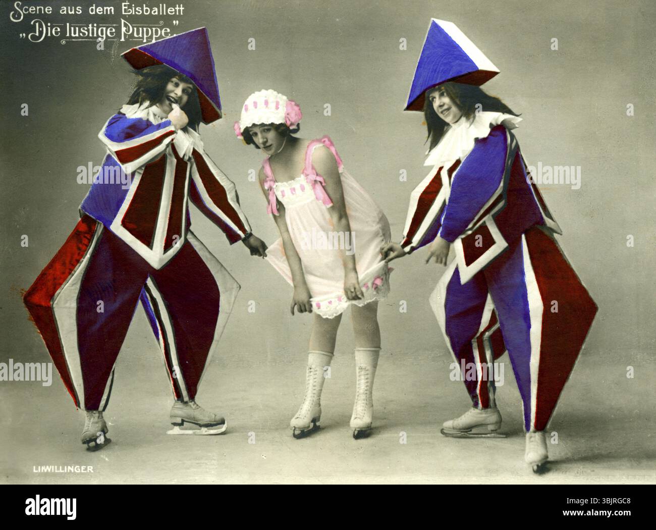 Ice ballet, 1920s, performers in eye-catching costumes interacting with ...