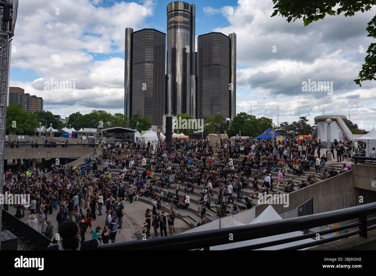 The Crowd at the Movement Stage with the Renaissance Center in the ...