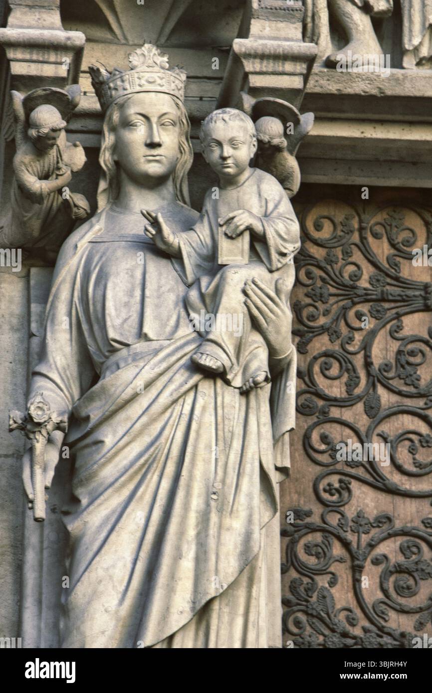 Notre Dame de Paris Cathedral Gothic style. Architectural details ...