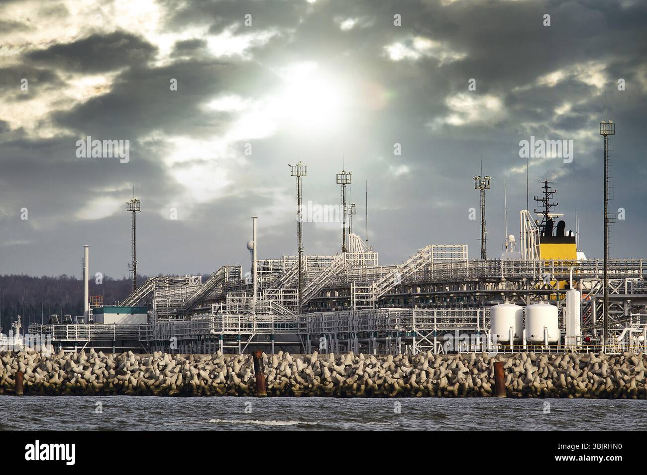The pipeline goes out to sea, the oil and gas terminal is protected by ...