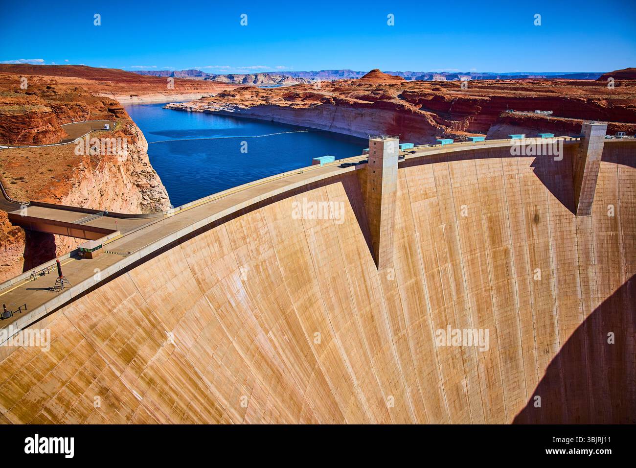 Glen Canyon Dam and Lake Powell with Red Rock Canyon Arizona Elevated ...