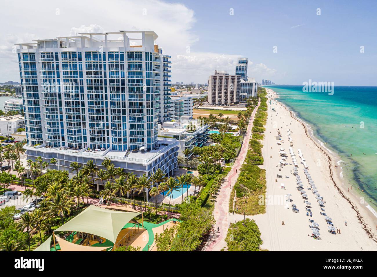 Miami Beach Florida North Beach,overhead view from above looking down ...