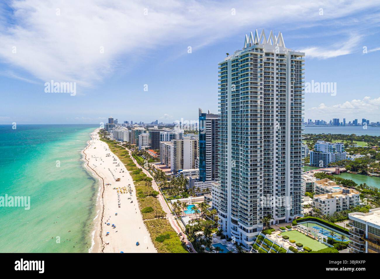 Miami Beach Florida North Beach,overhead view from above looking down ...