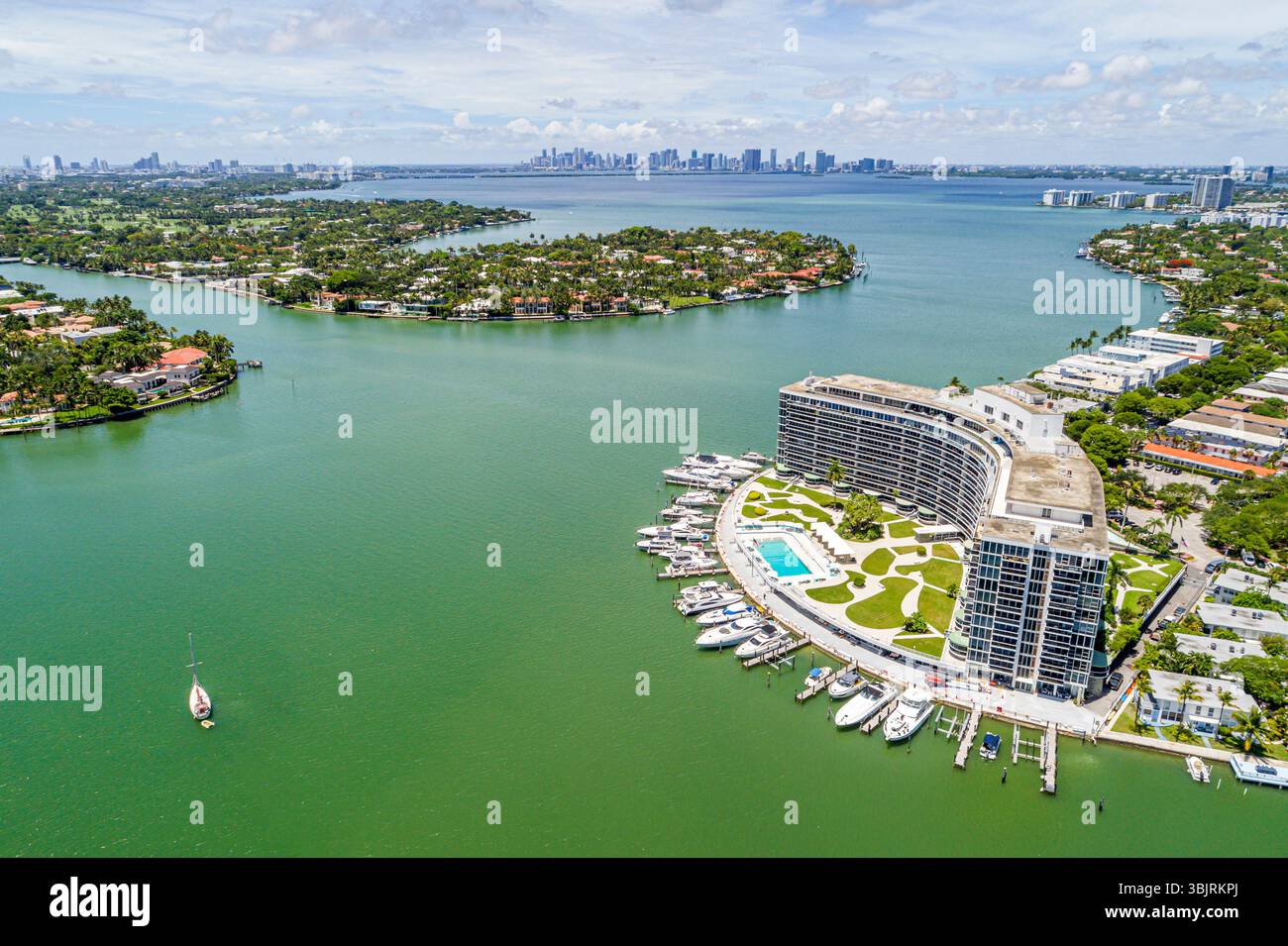 Miami Beach Florida North Beach,overhead view from above looking down ...