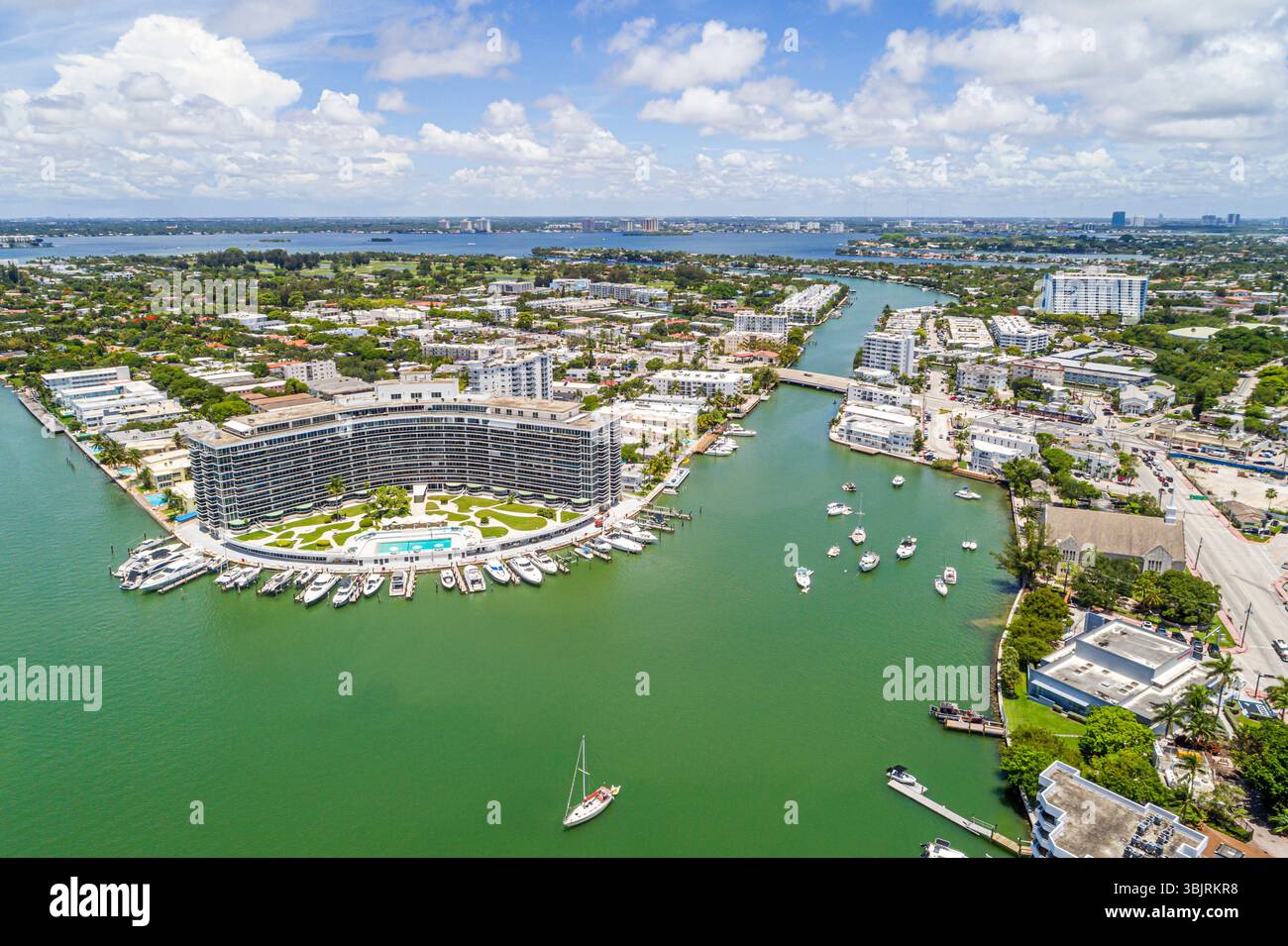 Miami Beach Florida North Beach,overhead view from above looking down ...