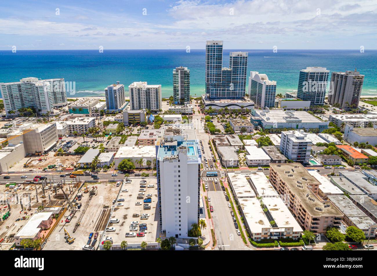 Miami Beach Florida North Beach,overhead view from above looking down ...