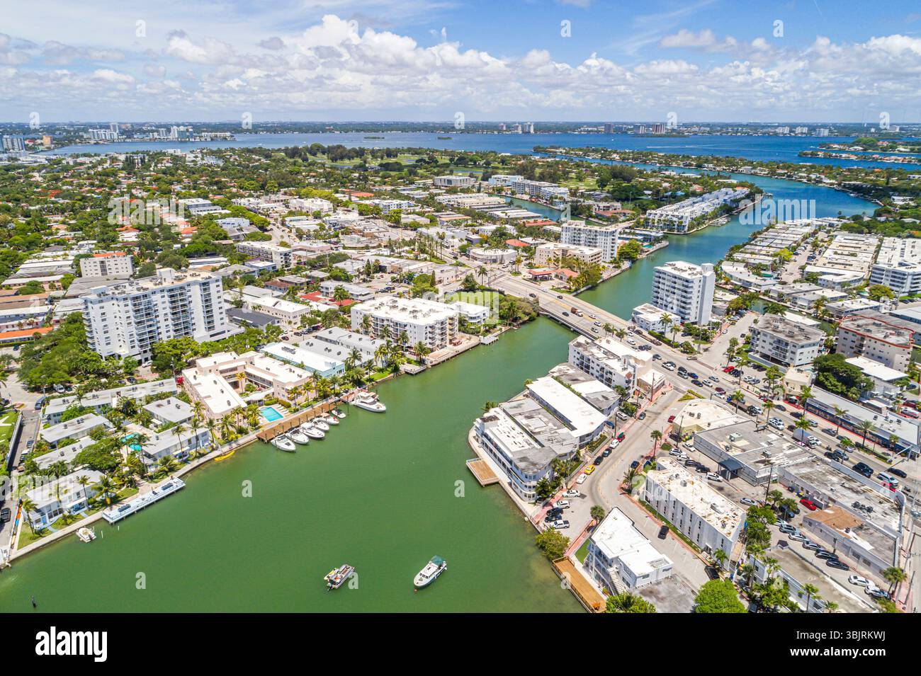 Miami Beach Florida North Beach,overhead view from above looking down ...
