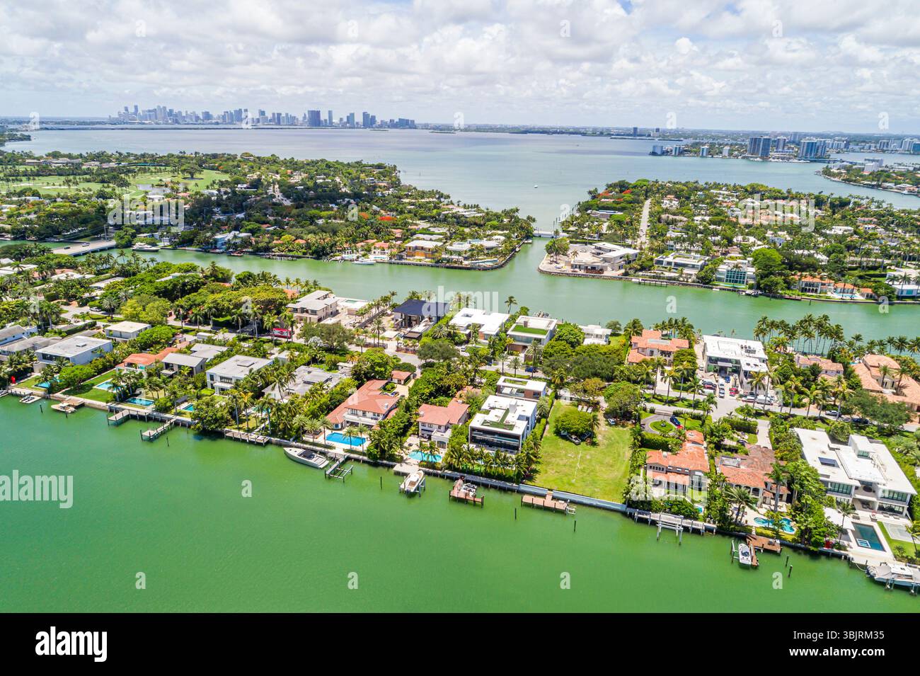 Miami Beach Florida North Beach,aerial overhead view from above looking ...