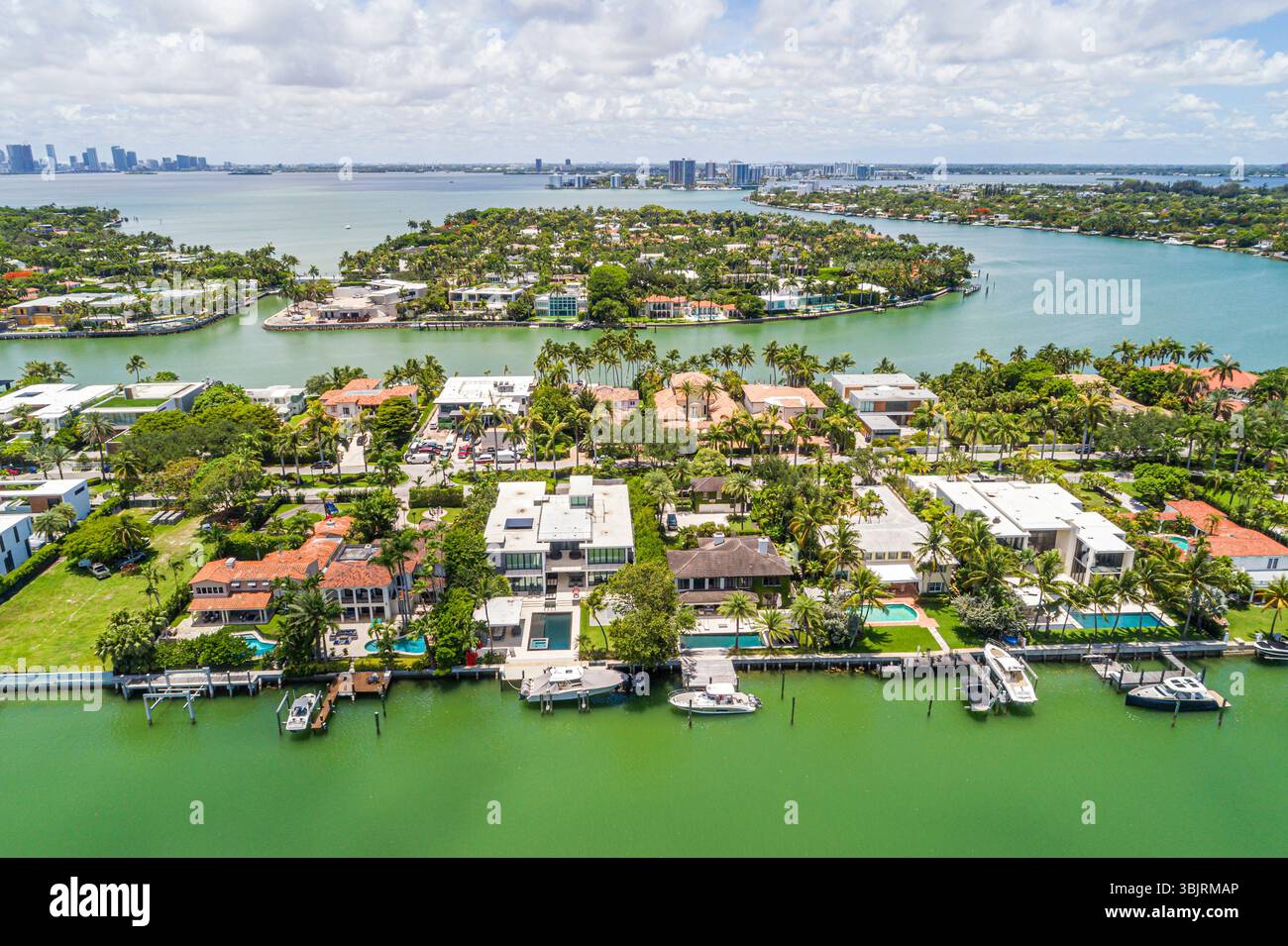 Miami Beach Florida North Beach,aerial overhead view from above looking ...