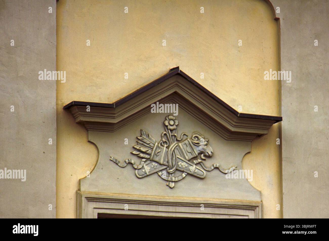 Ancient bas-reliefs on the Windows and walls of historical buildings ...