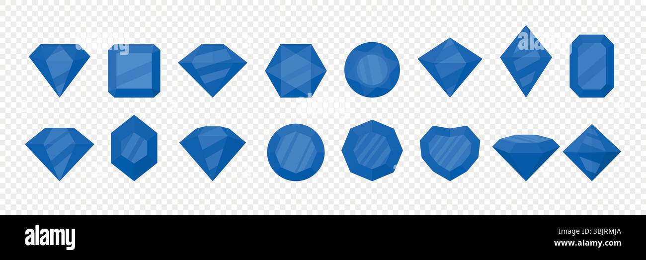 Blue Gemstone Vector Set. Sapphire, Diamond, Crystal, Gem Icons for ...