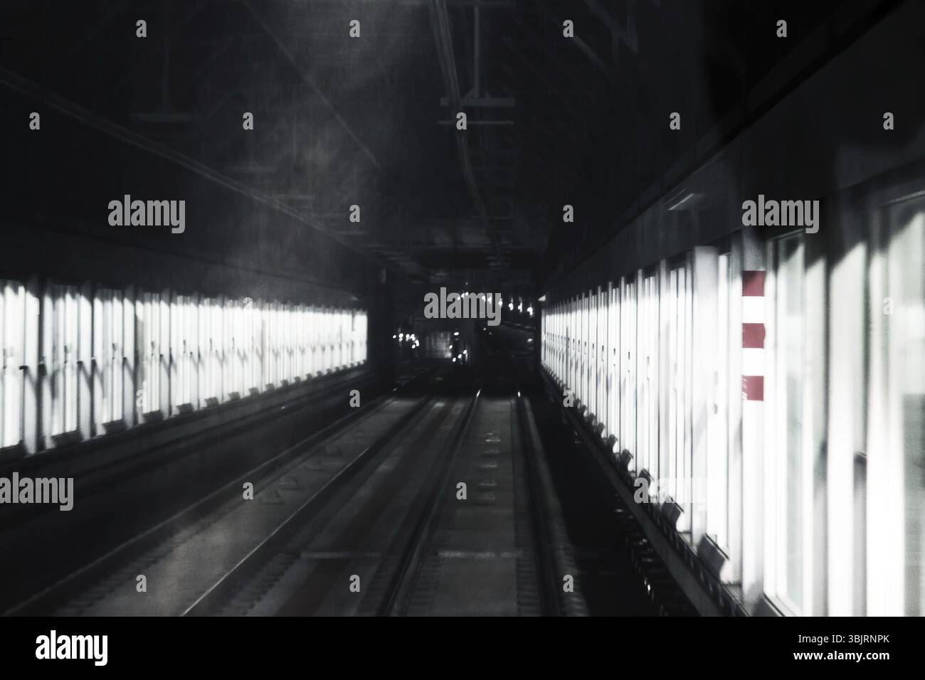 Blurred subway tunnel with fast speed in industrial style. Underground ...