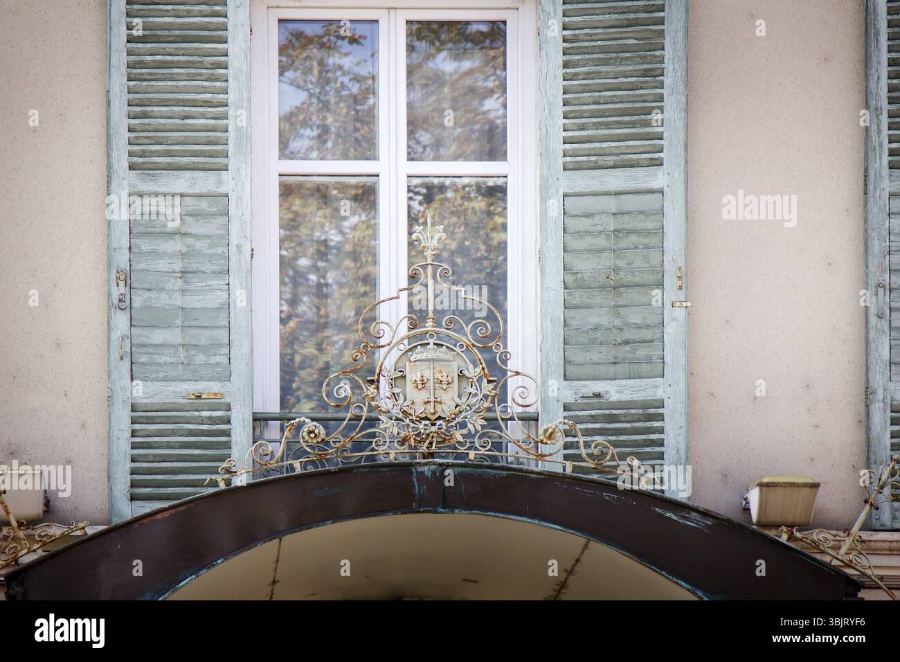 Limoges, France - September 28, 2017: front entrance, window, and ...