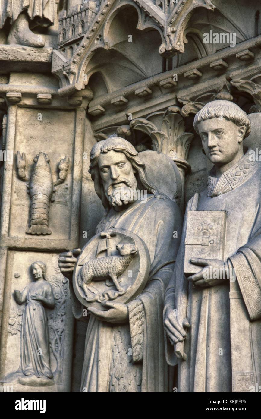 Notre Dame de Paris Cathedral Gothic style. Architectural details ...