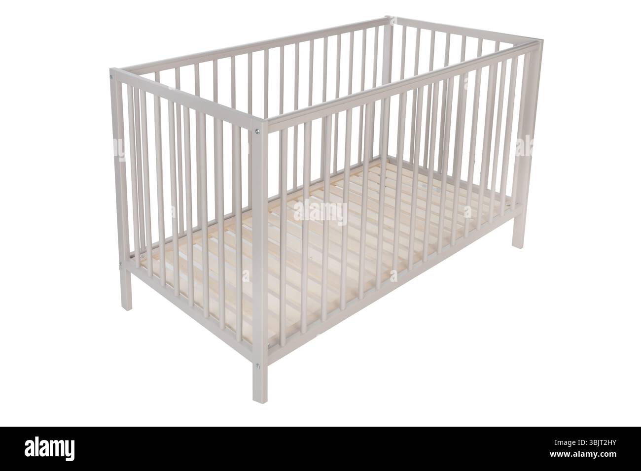 Modern Beige Wooden Baby Crib Isolated Stock Photo - Alamy