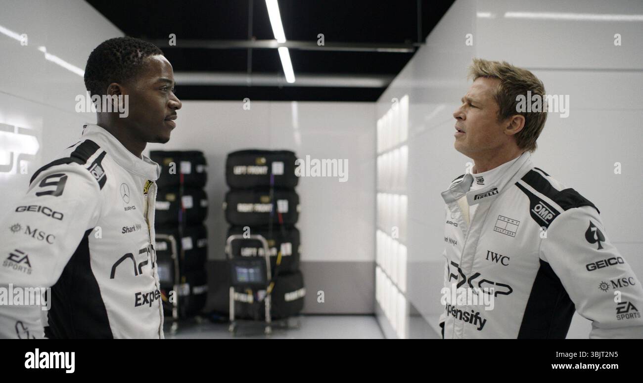 F1: THE MOVIE, (aka F1), from left: Damson Idris, Brad Pitt, 2025 ...