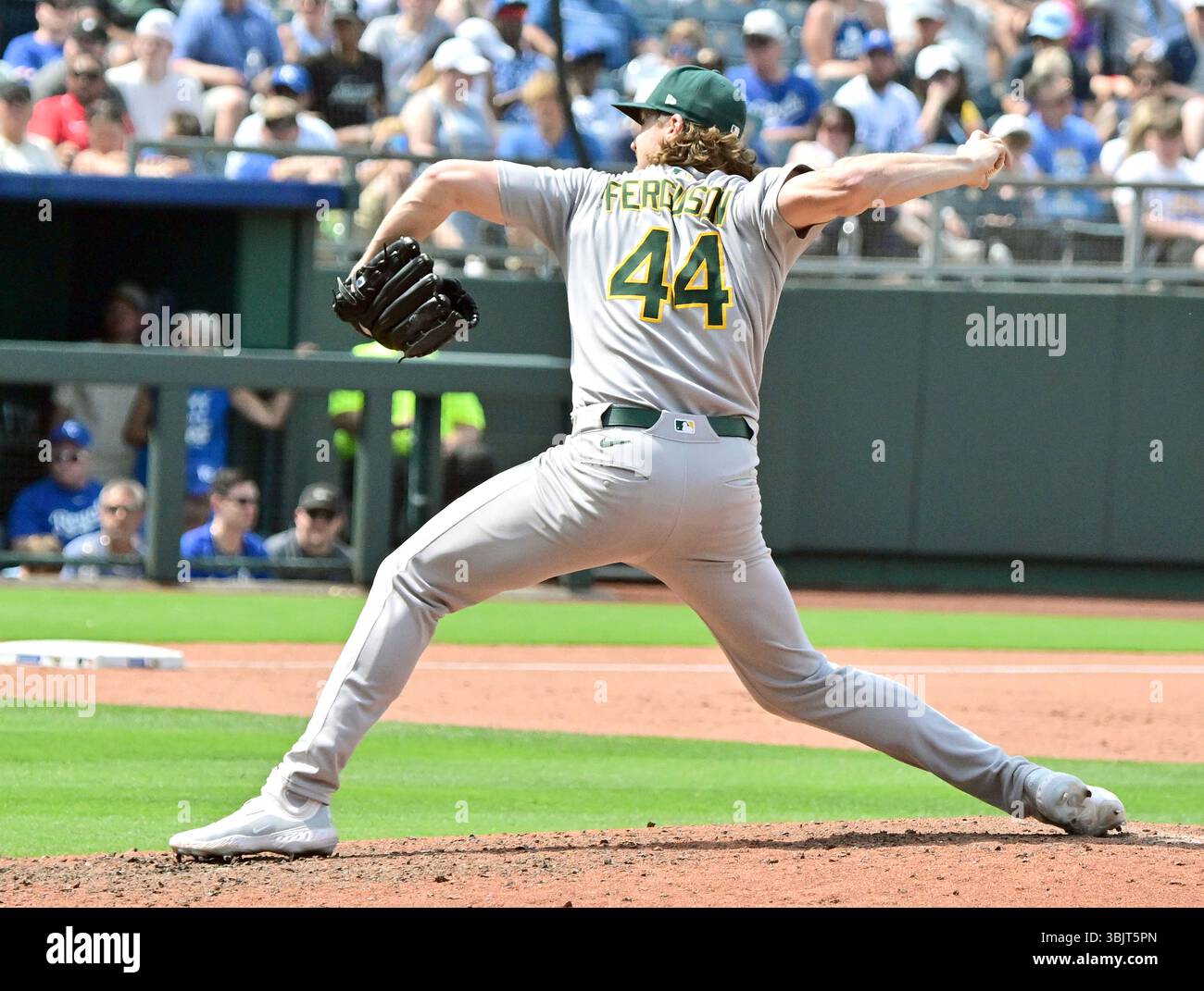 KANSAS CITY, MO - JUN 15: Athletics pitcher Tyler Ferguson (44) pitches ...