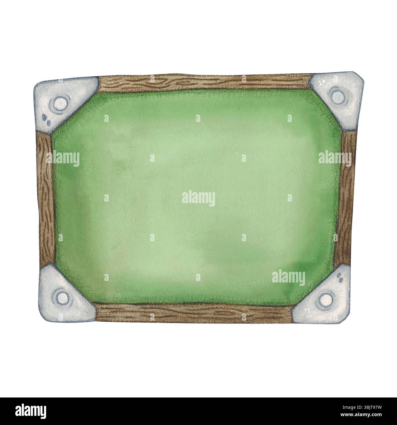 School chalkboard, green in wooden frame. Watercolor illustration hand drawn, cartoon. Drawing ...