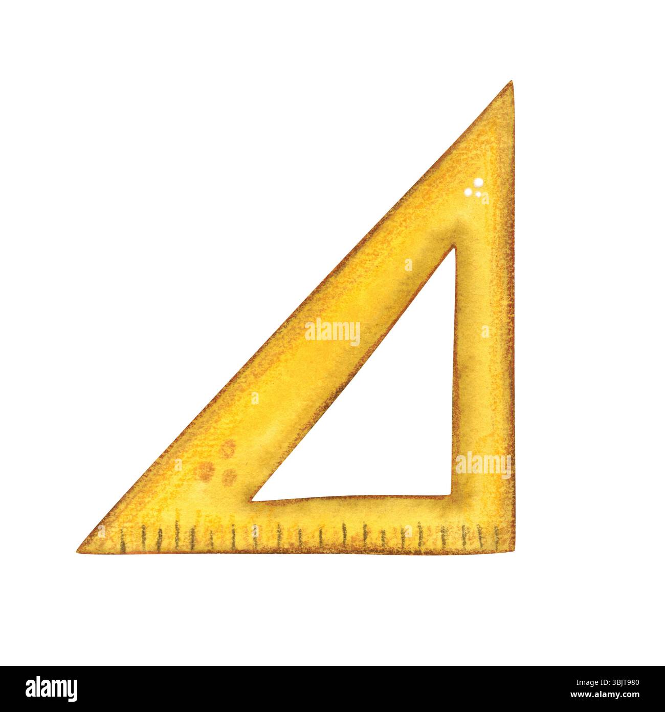 Triangle ruler, school tool. Watercolor illustration hand drawn ...