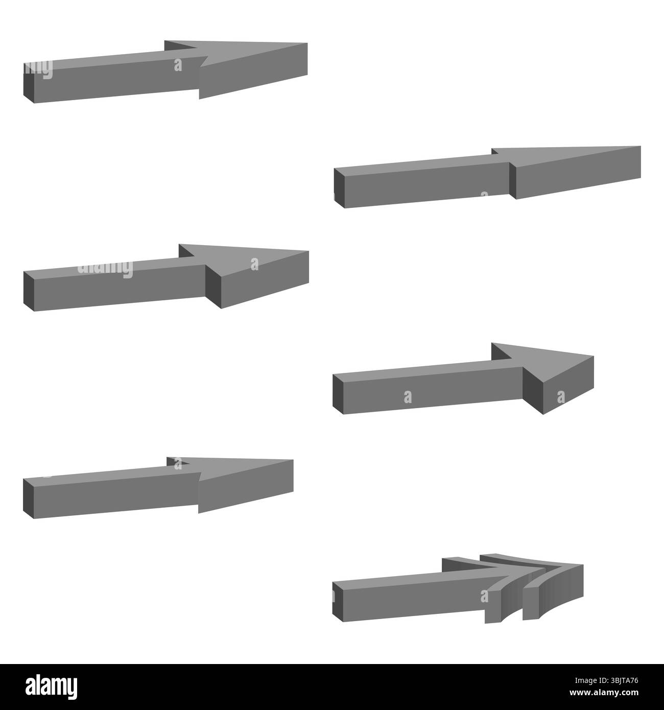 3D arrow icons. Perspective direction shapes. Vector navigation set ...