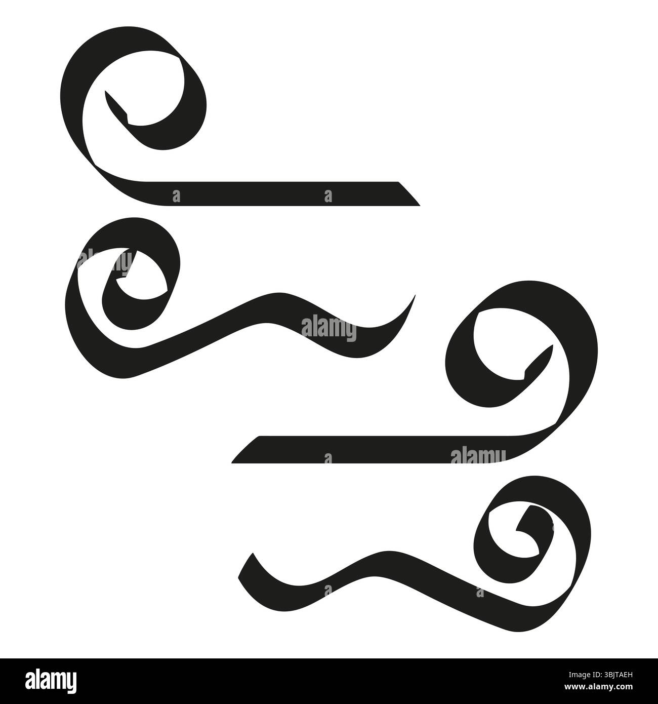 Curly line symbol. Decorative swirl shape. Black vector scroll. Elegant ...