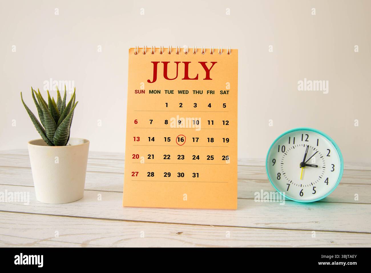 July 16th. Image of july 16, calendar on yellow background. Summer time ...