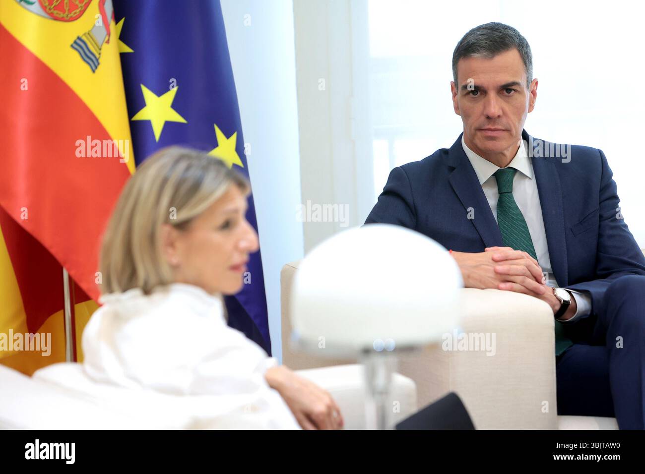 Madrid, Spain; June 16, 2025.- Pedro Sanchez, President of Spain, meets ...