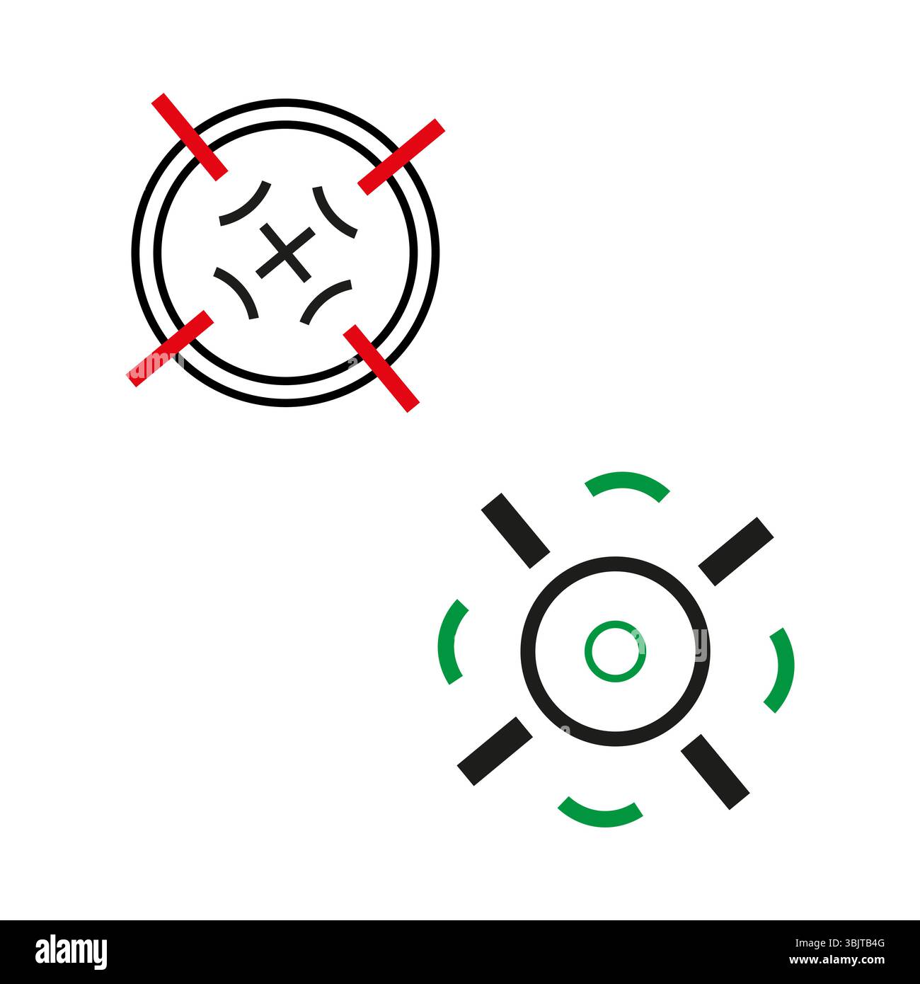Target icon. Aiming cross symbol. Vector precision mark. Black red ...