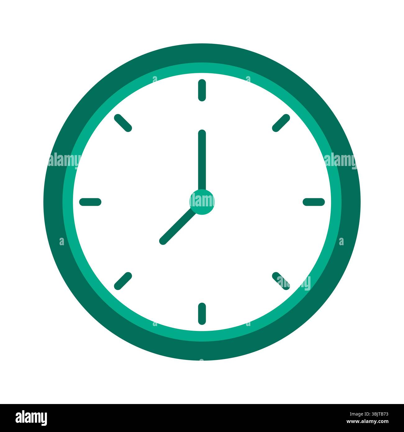 Minimalist clock face. Green hand layout. Simple timepiece vector ...