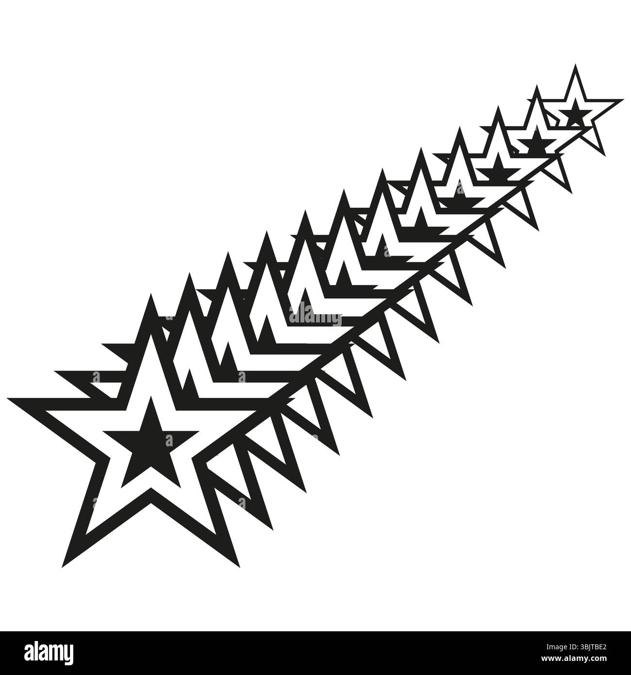 Star chain icon. Diagonal vector shape. Abstract black layout ...
