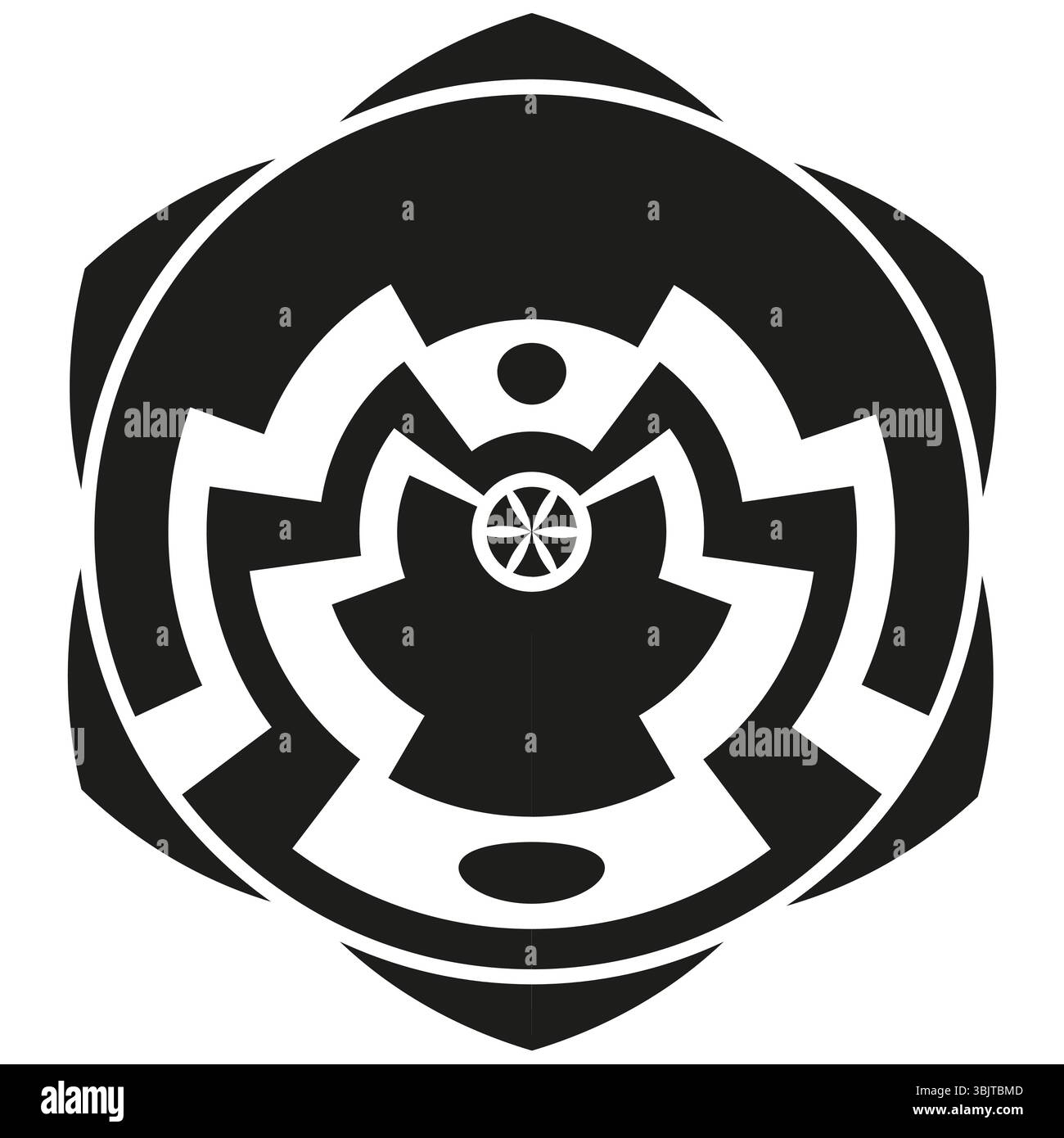 Abstract symbol icon. Bold contrast shape. Black white vector. Circular ...