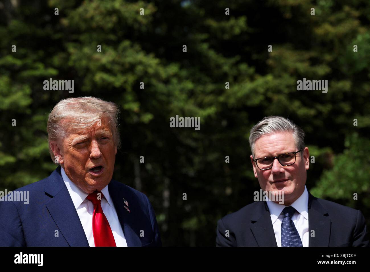 Britain's Prime Minister Keir Starmer, right, and U.S. President Donald ...
