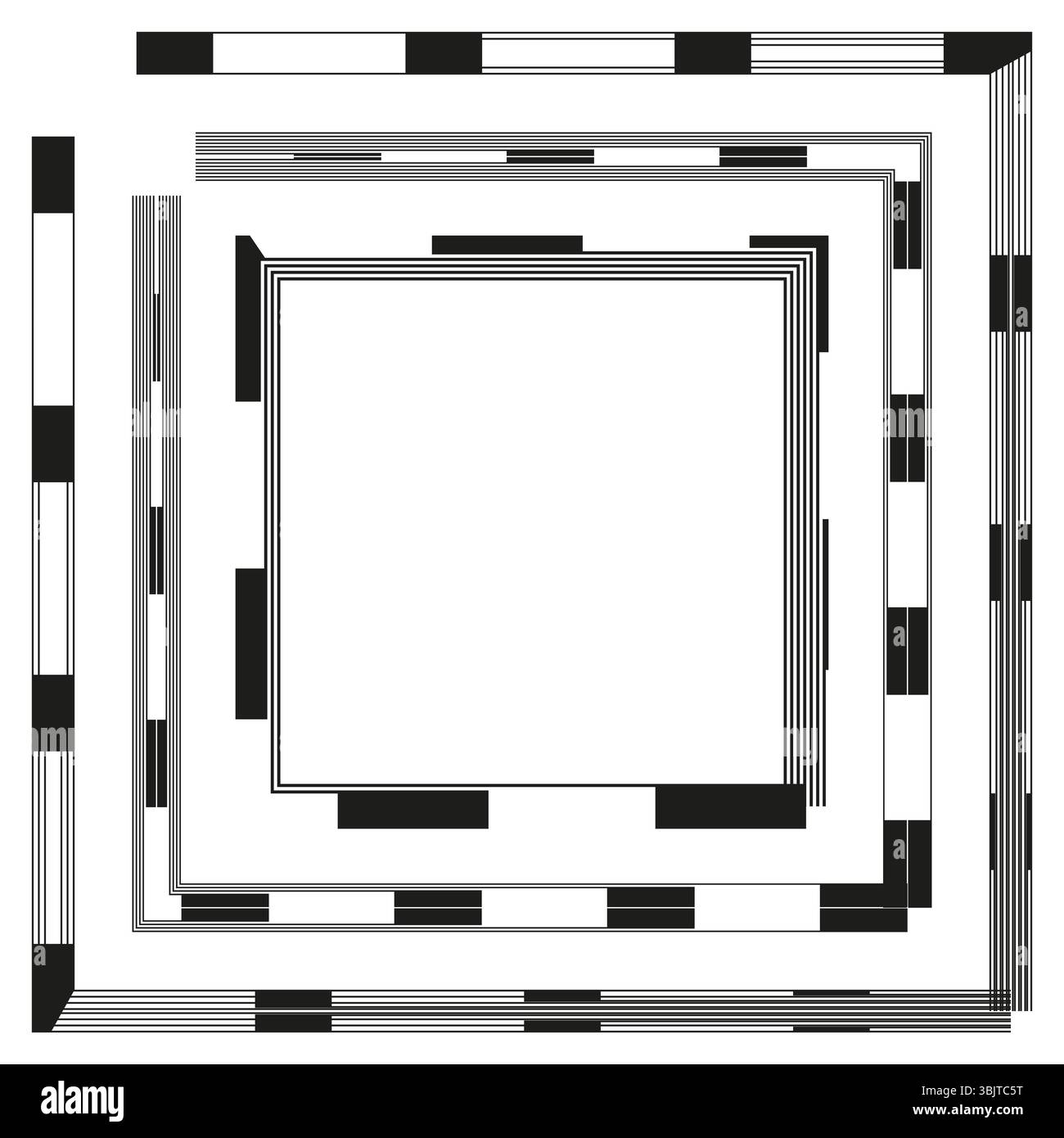Geometric square frame. Abstract vector border. Maze pattern element. Concentric line design ...