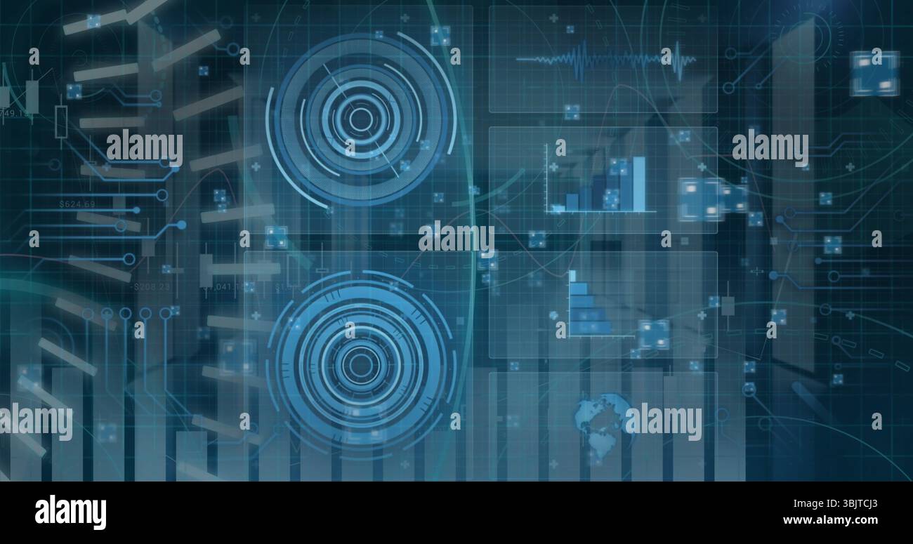 Floating data panels displaying digital hi-res stock photography and images - Alamy