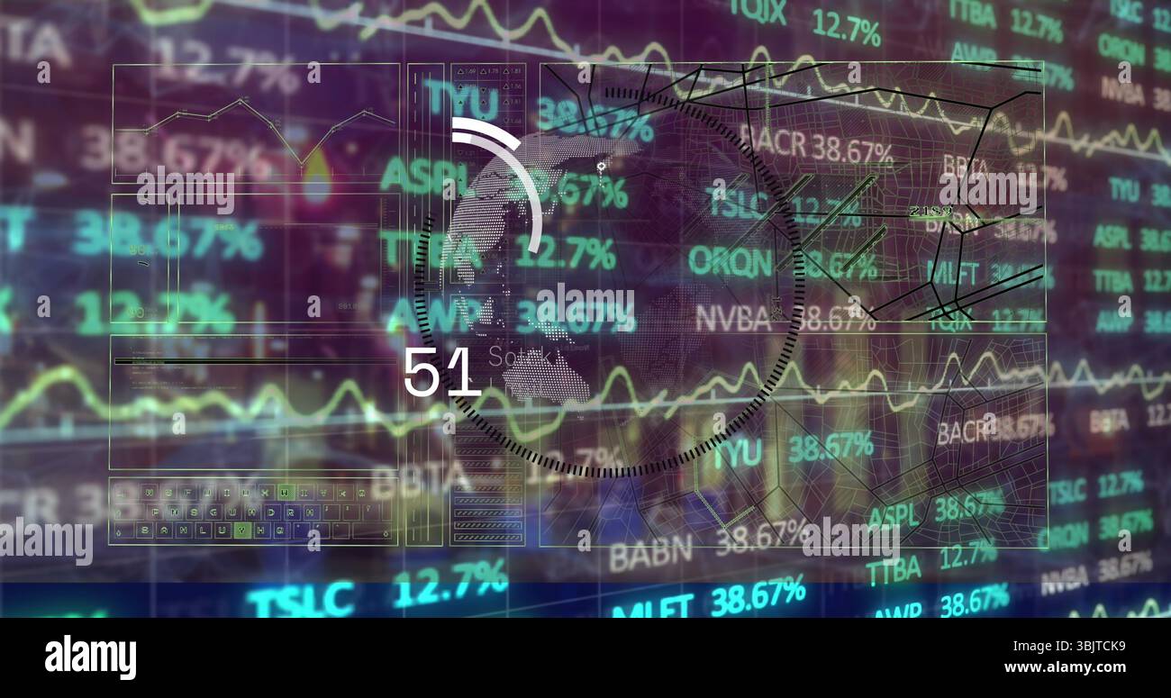 Displaying translucent interface panels at trading terminal, with line ...