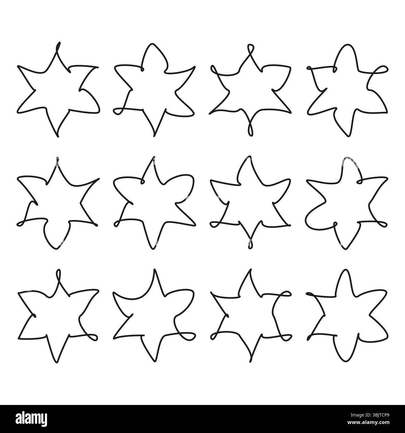 Outlined star icon. Multiple star shapes. Vector contour design. Empty ...