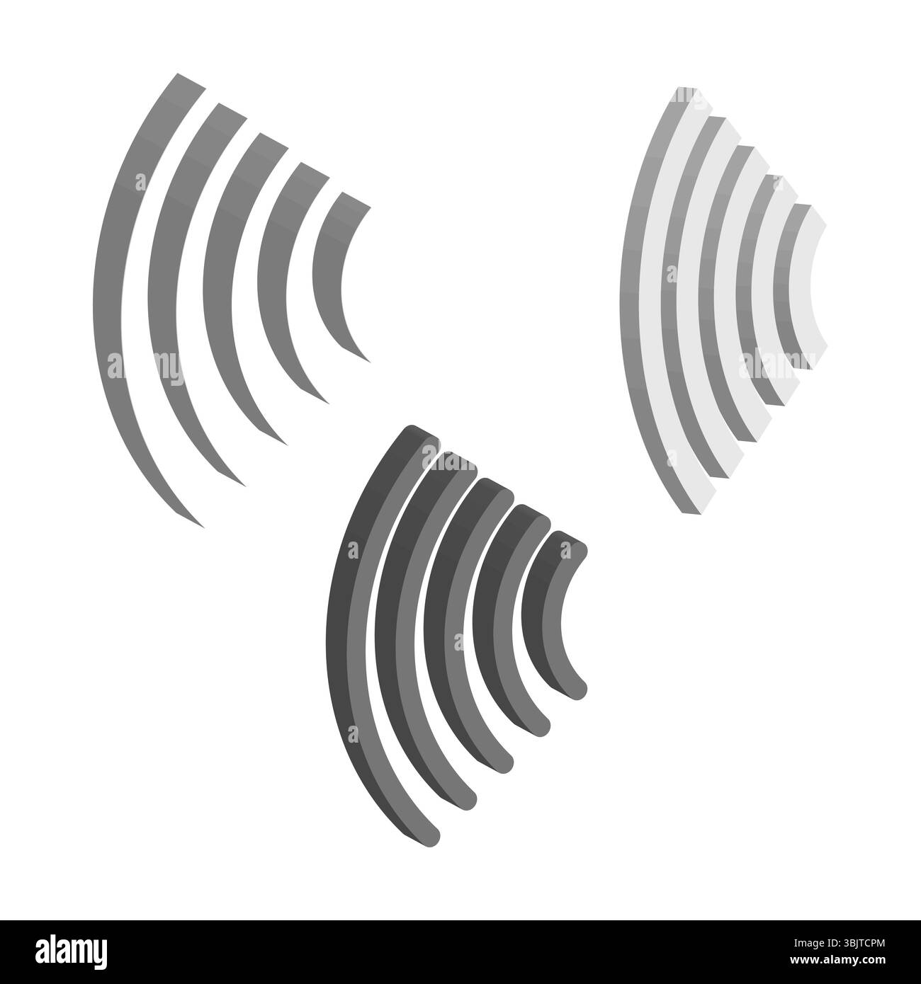 Curved arc shapes. Monochrome vector lines. Abstract wave elements ...