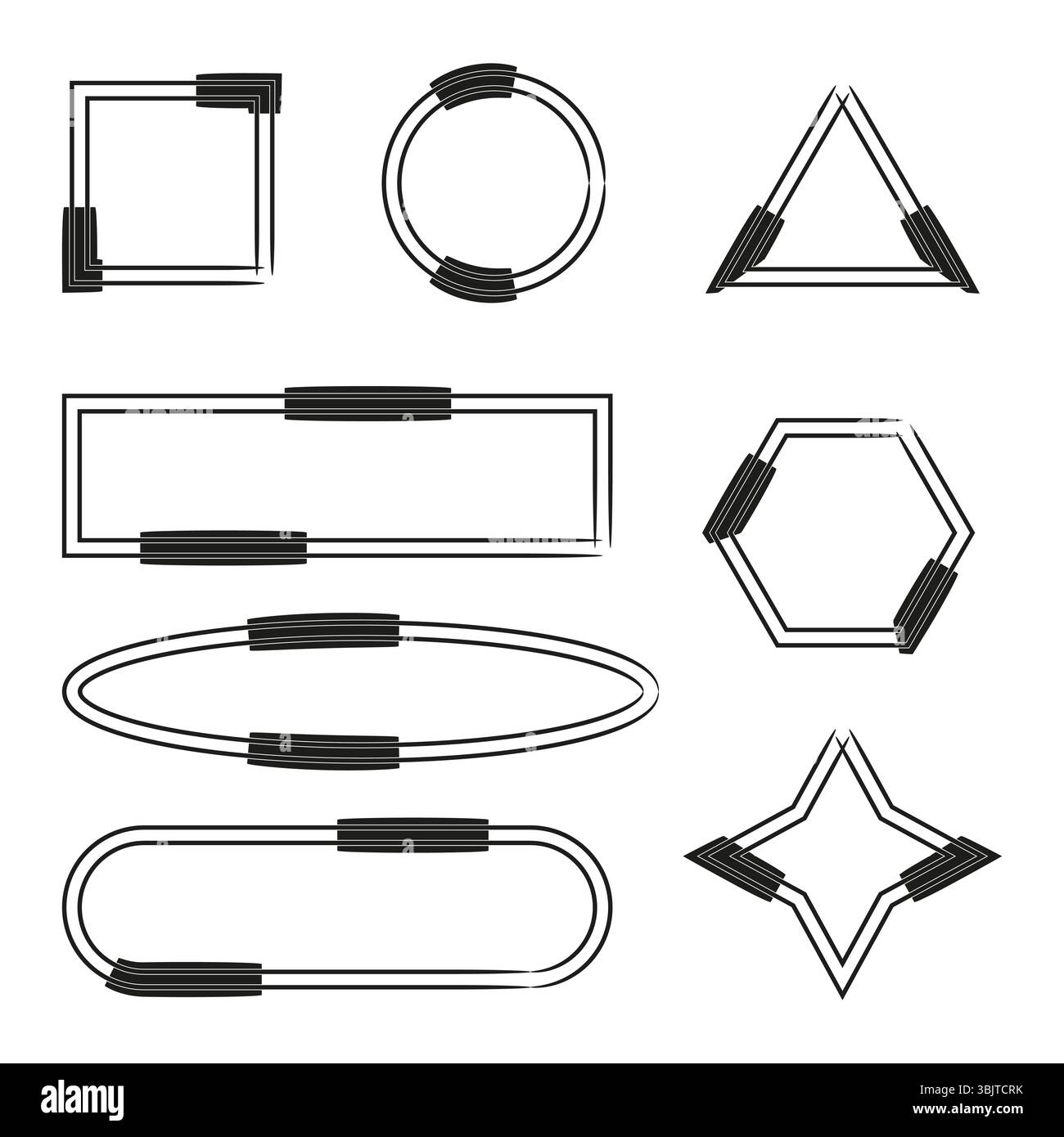 Geometric outline shapes. Linear form collection. Vector symbol set ...