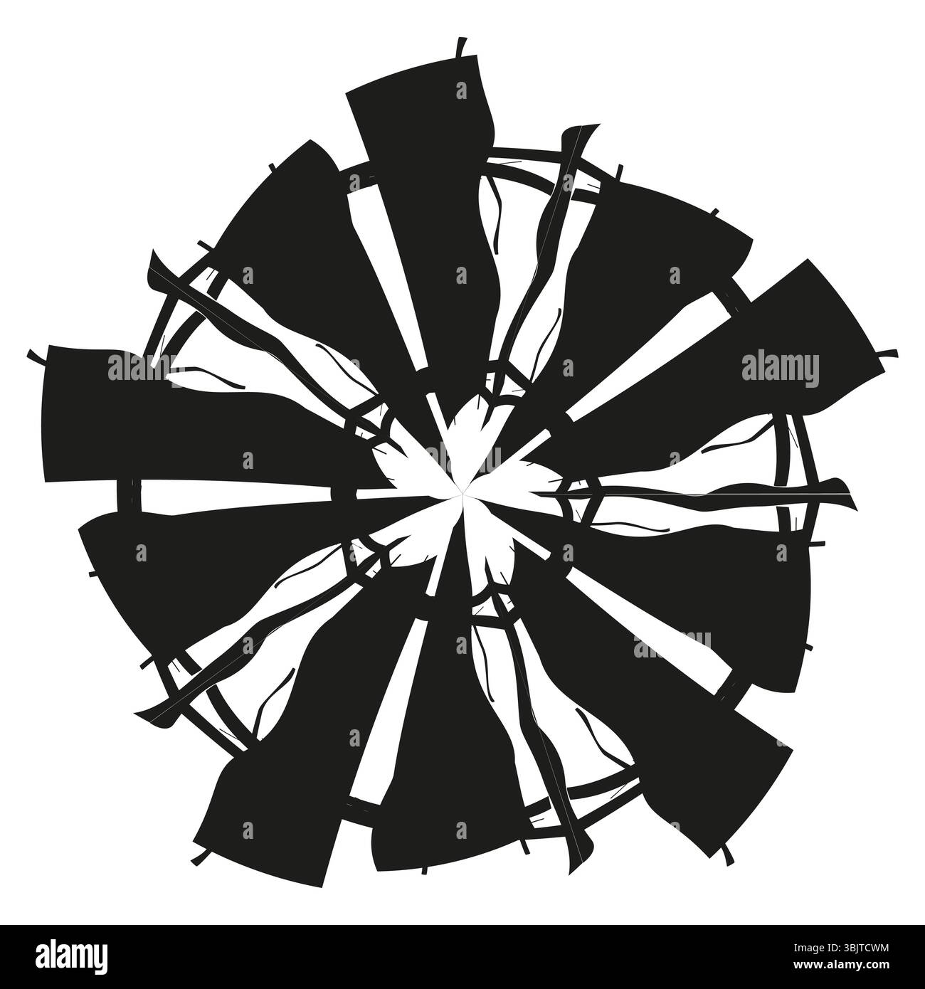 Sharp radial icon. Circular abstract shape. Symmetric burst figure ...