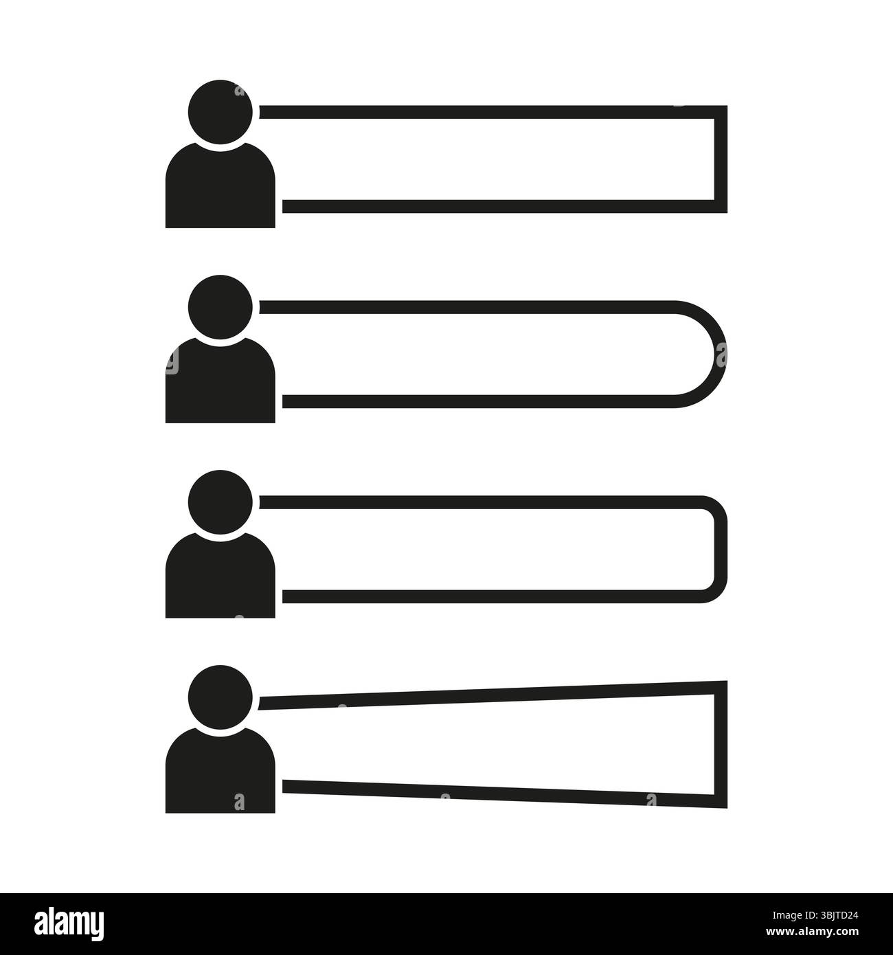 User icon rows. People interface layout. Person list structure. Vector ...