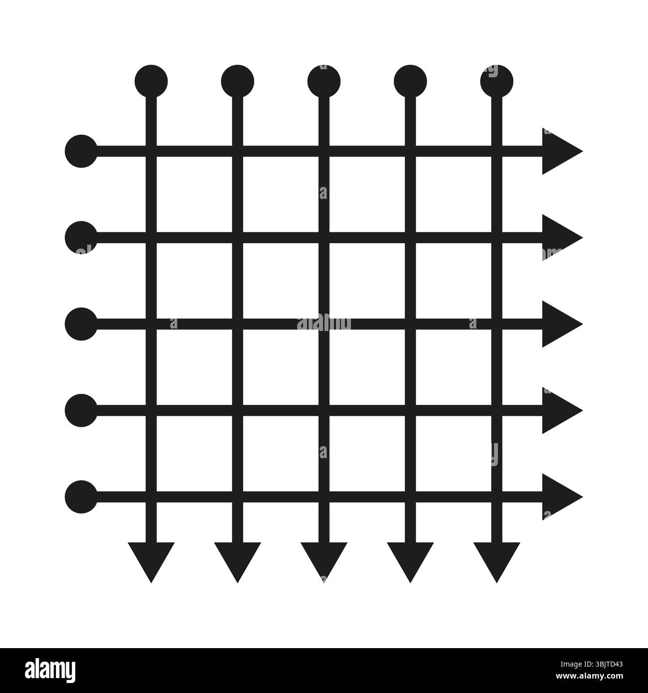 Arrow grid icon. Directional square shape. Vector structure figure ...