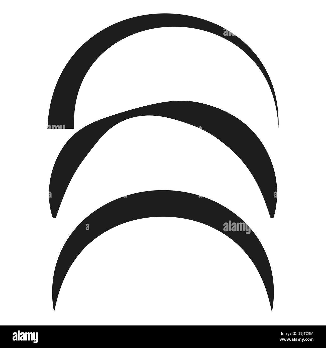 Crescent arc icon. Curved black shape. Minimal moon symbol. Vector ...
